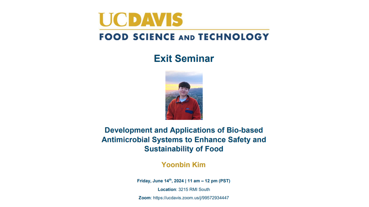 Grad Student Exit Seminar - Yoonbin KIm | Food Science and Technology